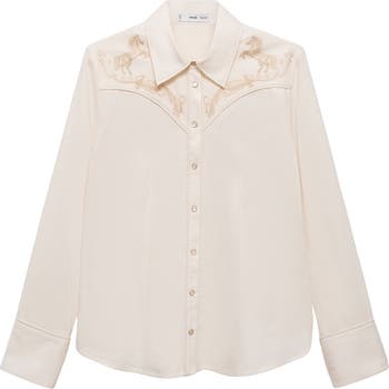 MANGO Embroidered Western Shirt | Nordstrom