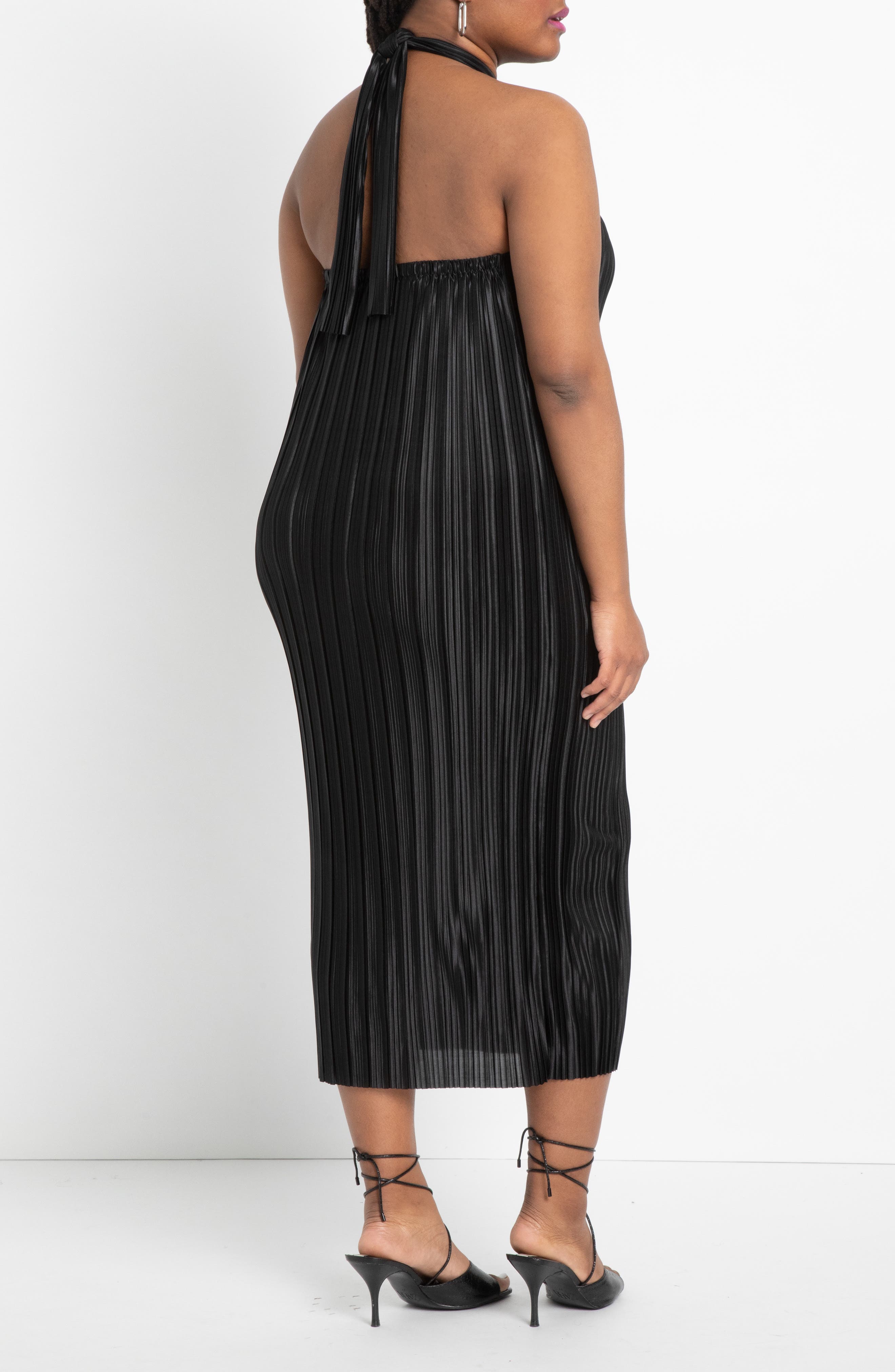 ELOQUII Halter Neck Pleat Dress | Nordstrom