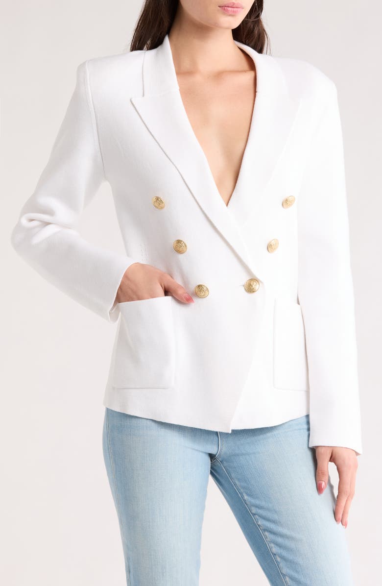 L'AGENCE Kenzie Cotton Blend Knit Double Breasted Blazer | Nordstromrack