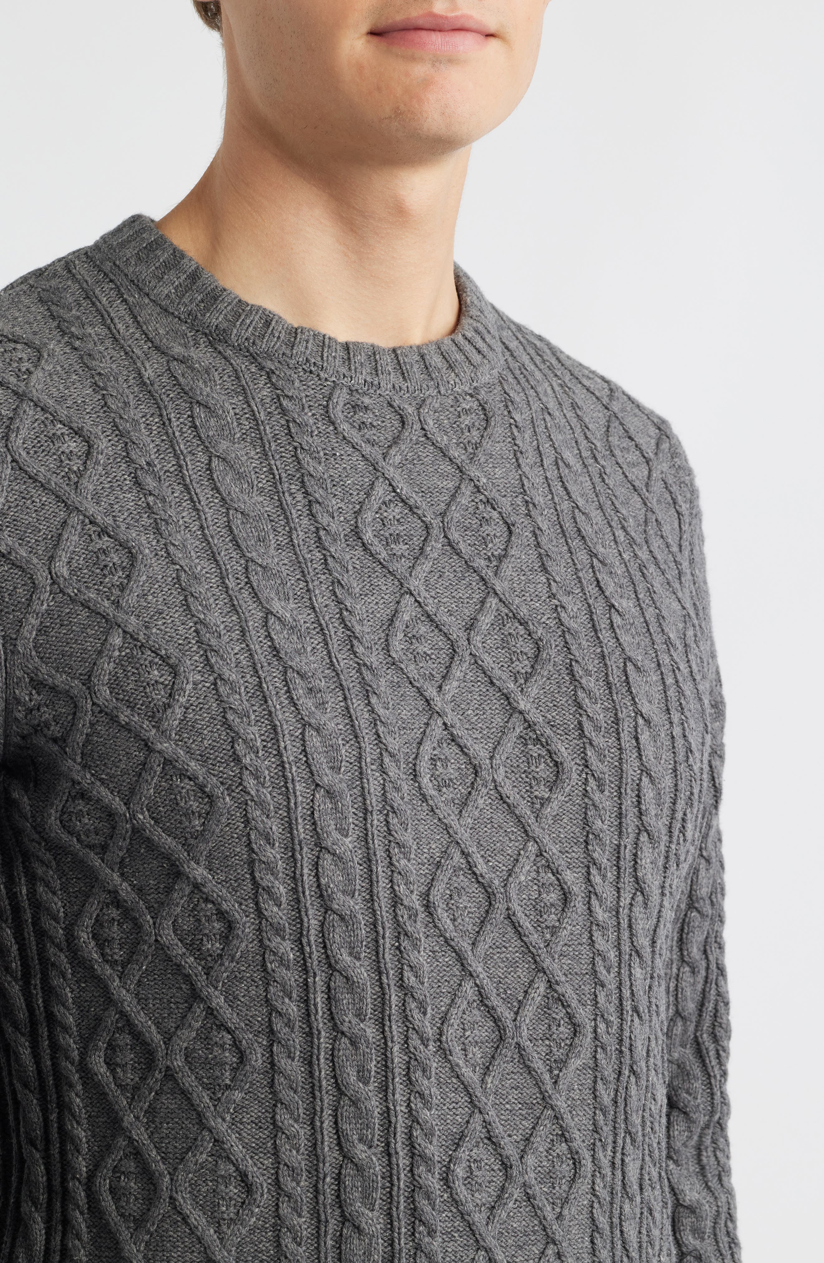 James Campbell Foyer Cable Stitch Cotton & Wool Blend Sweater | Nordstrom
