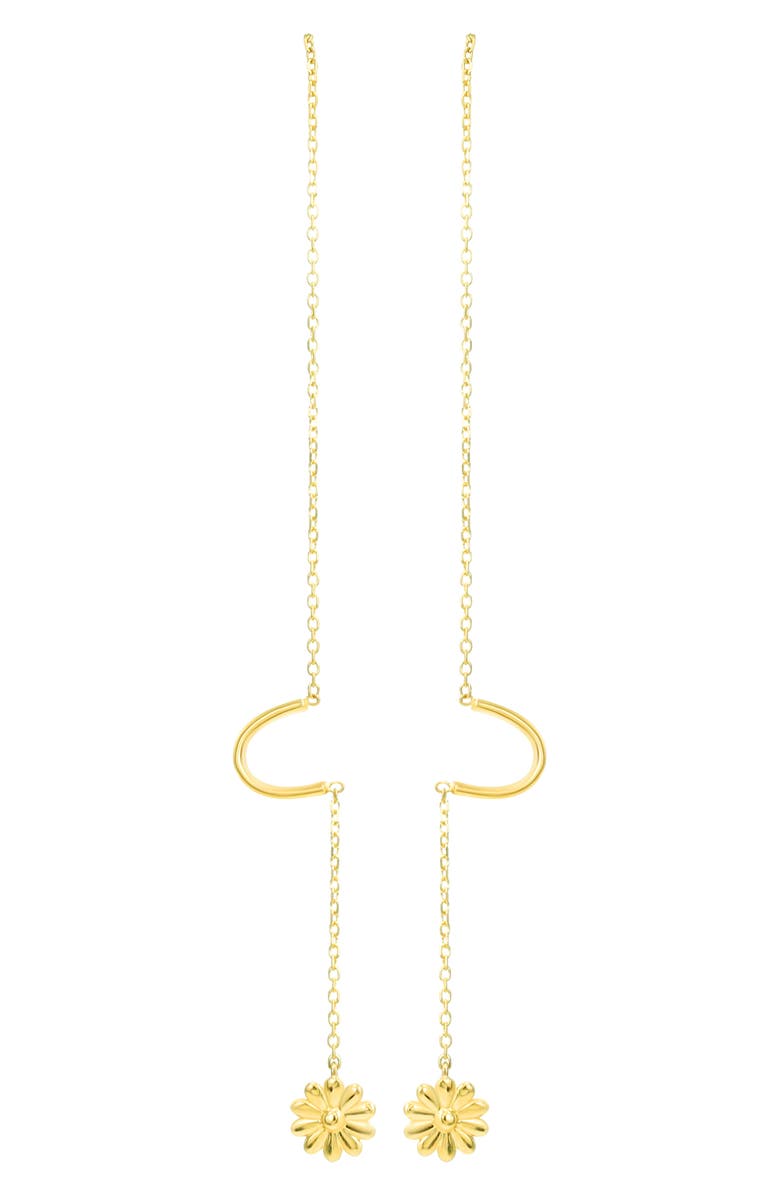 CANDELA JEWELRY 14K Yellow Gold Daisy Drop Threader Earrings ...