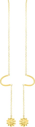 CANDELA JEWELRY 14K Yellow Gold Daisy Drop Threader Earrings ...