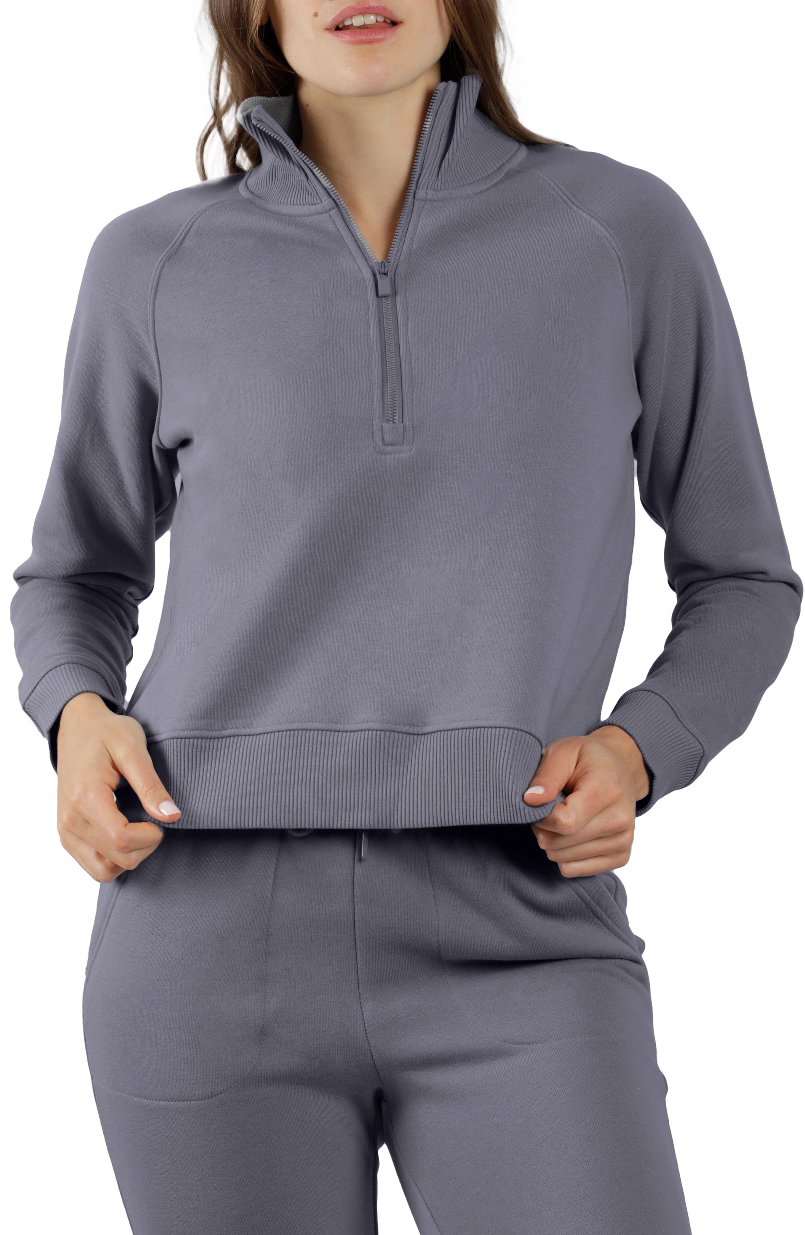 90 DEGREE BY REFLEX Brushed Half Zip Sweatshirt | Nordstromrack