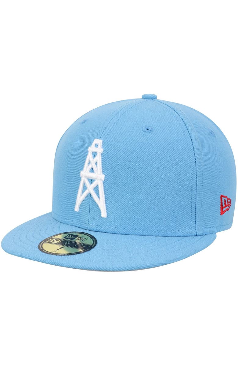 New Era Men's New Era Light Blue Houston Oilers Team Basic Throwback ...