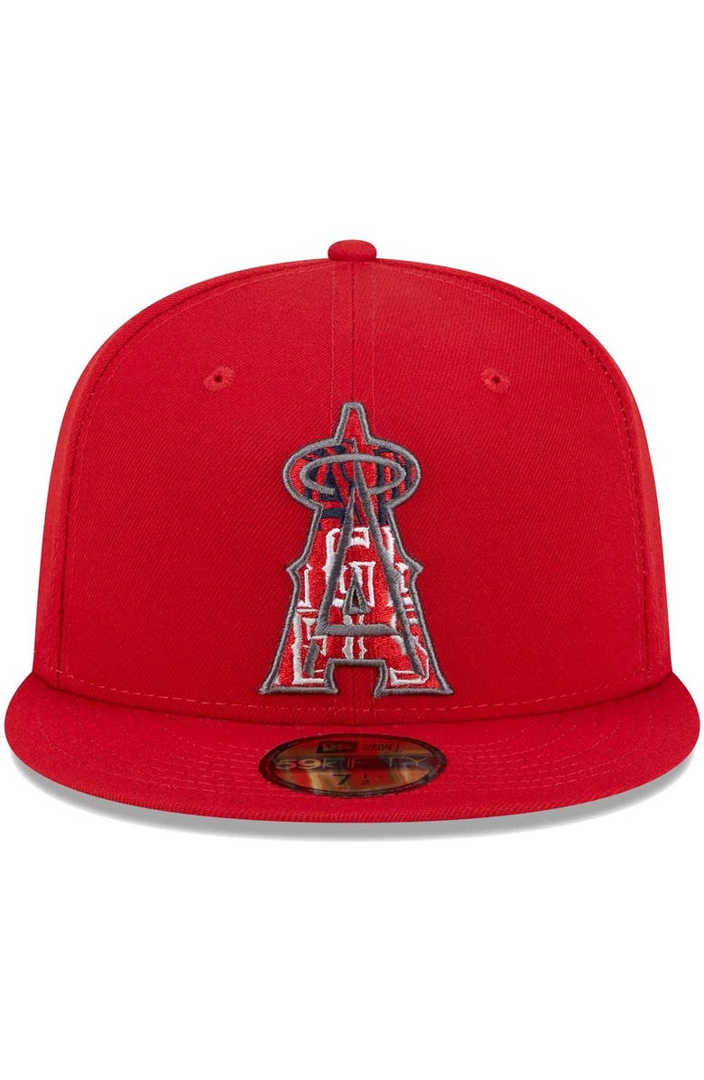 New Era Men's New Era Red Los Angeles Angels Script Fill 59FIFTY Fitted ...