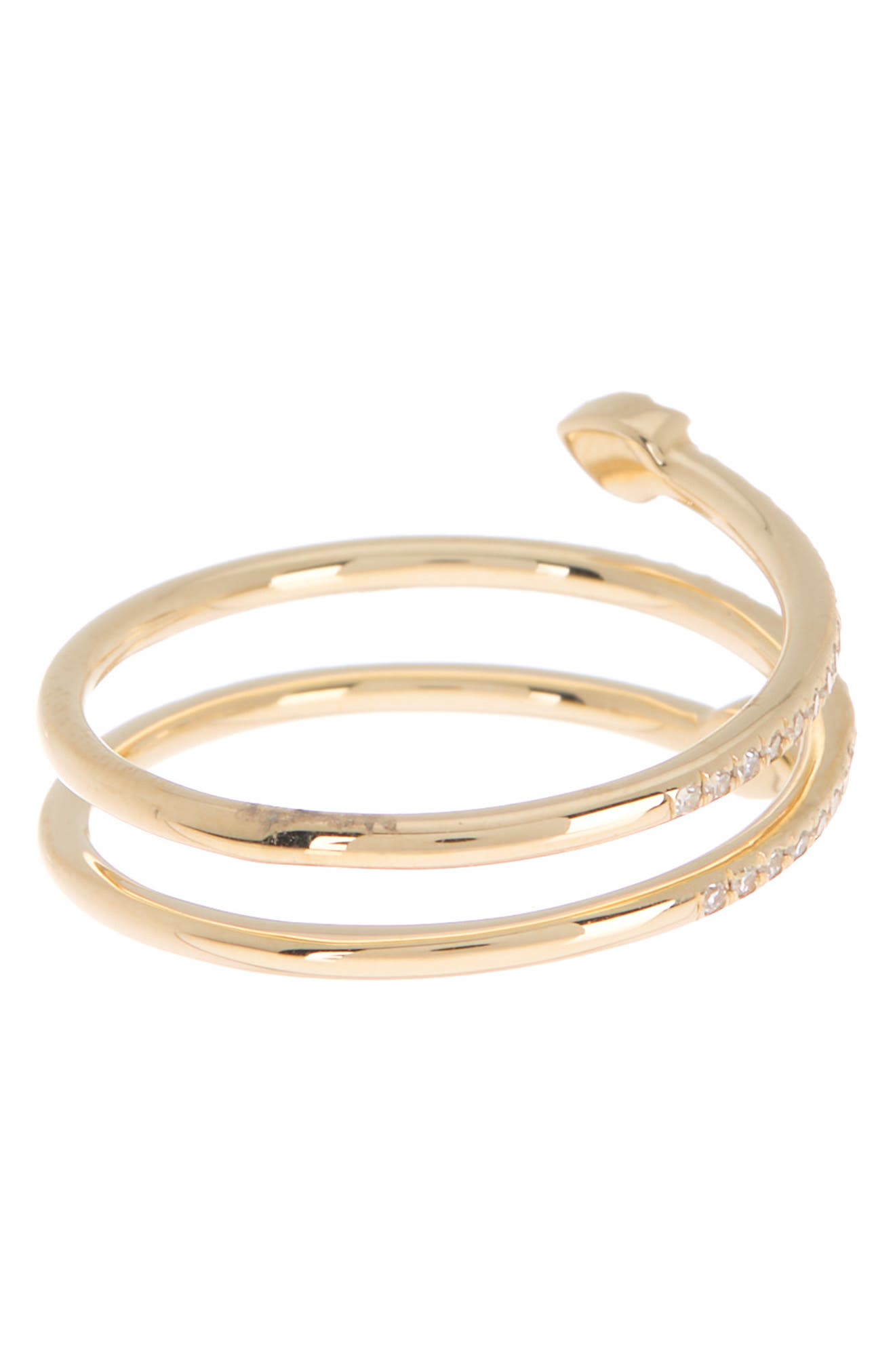 EF Collection 14K Yellow Gold Pave Diamond Double Teardrop Twist Ring ...