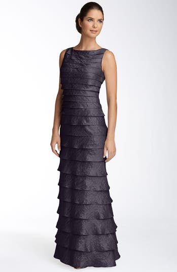 Adrianna Papell Shutter Pleat Bateau Neck Gown | Nordstrom