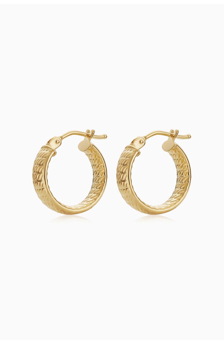 Oradina 18K Yellow Gold Moto Mini Hoops | Nordstrom