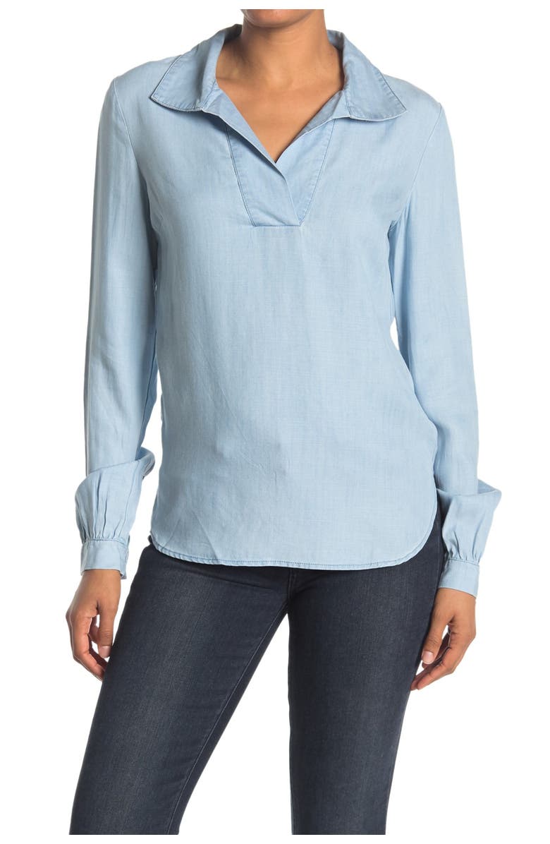 CURRENT AIR Collared Chambray Tie Back Shirt | Nordstromrack