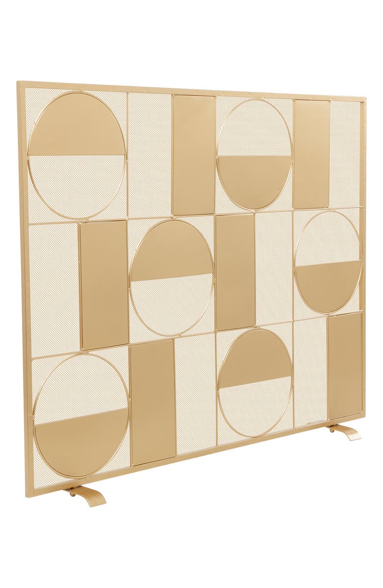 VIVIAN LUNE HOME Goldtone Metal Cutout Single Panel Geometric Fireplace ...