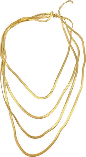 Adornia 14K Gold Plated Stainless Steel Snake Chain Layered Necklace ...