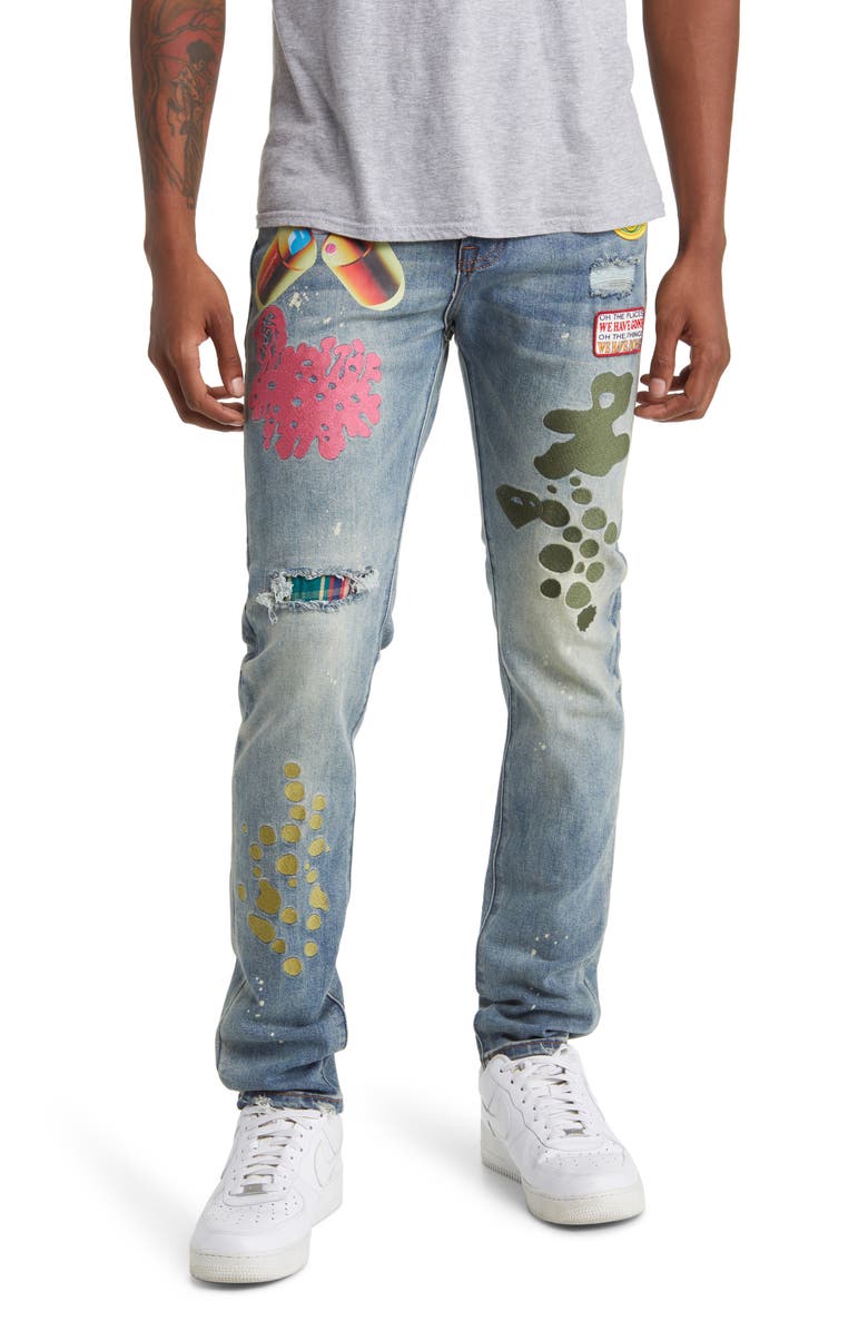 Billionaire Boys Club Moonrocks Slim Fit Embroidered Rip & Repair Jeans ...