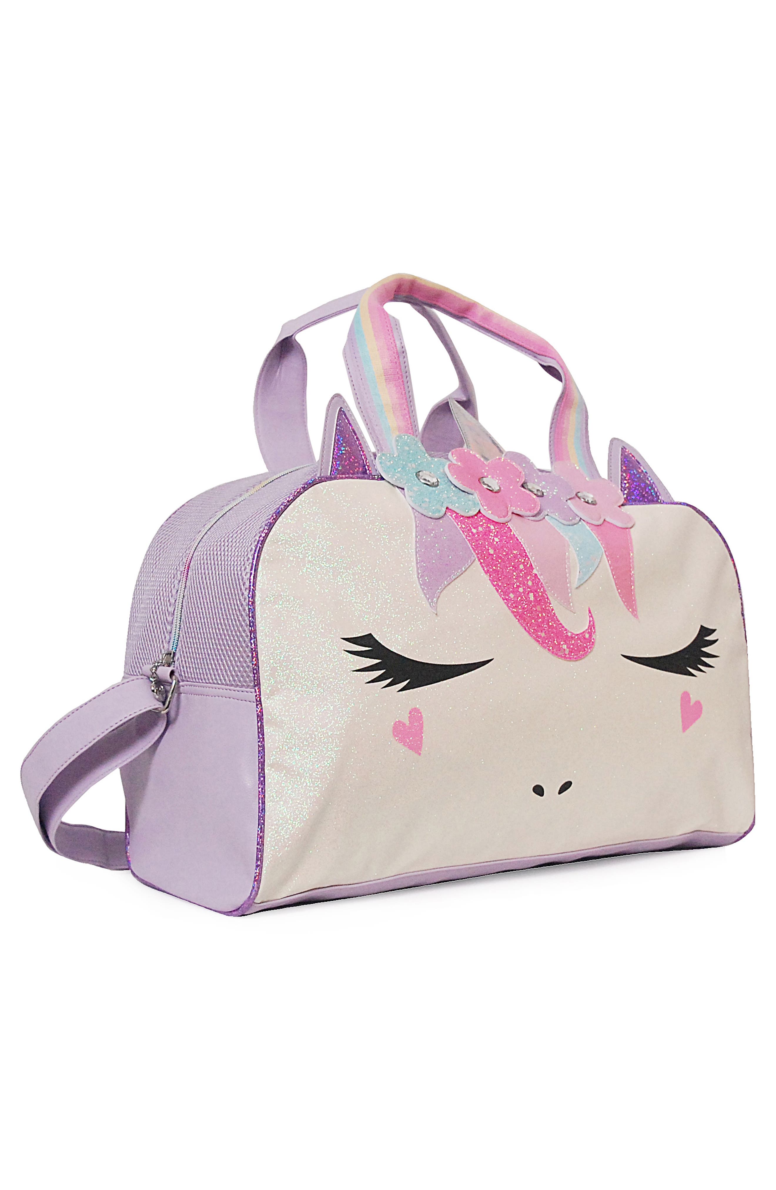 OMG Accessories Miss Gwen Glitter Flower Crown Plush Duffle Bag | Nordstrom