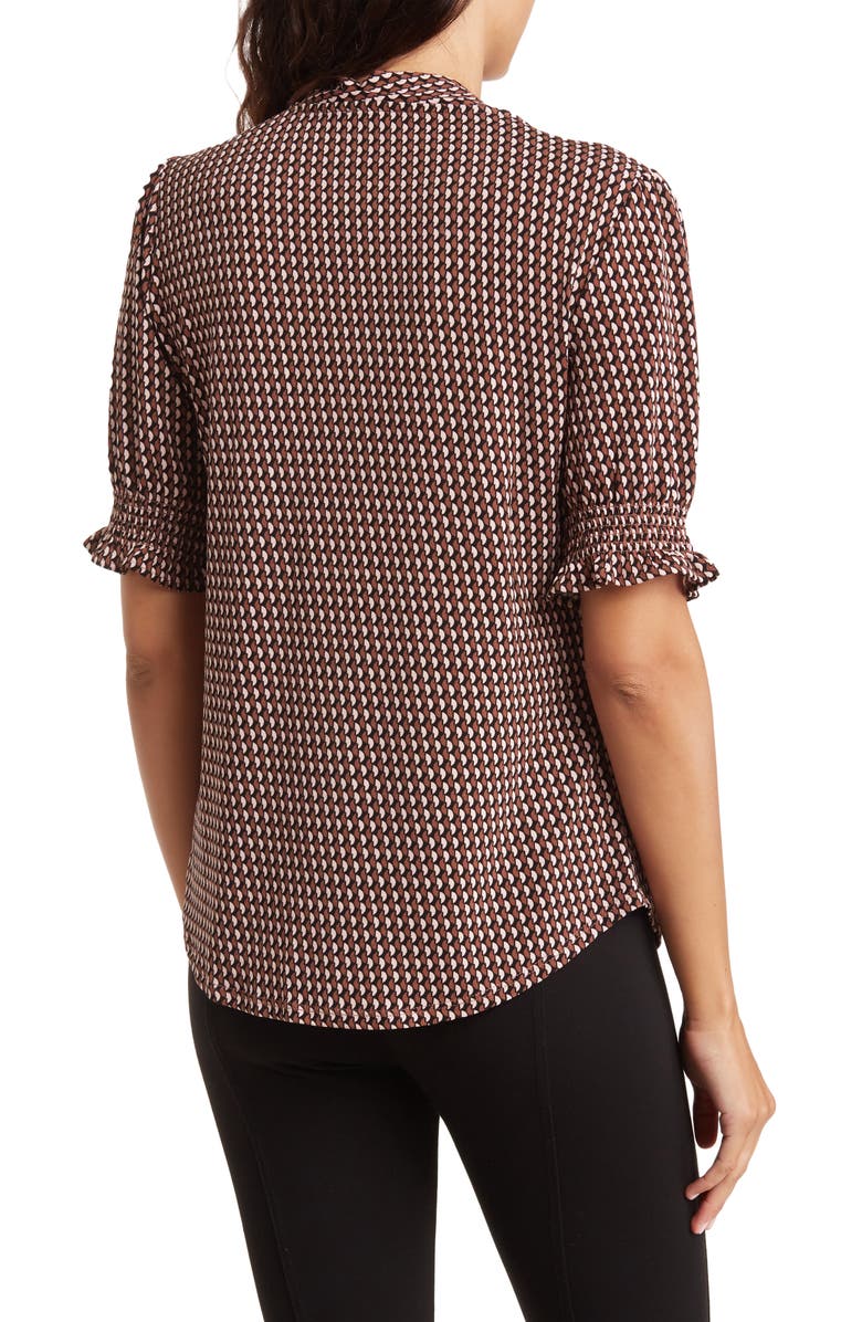 Adrianna Papell Ruffle Patterned Tie Neck Top | Nordstromrack