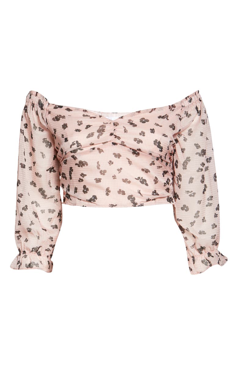 Leith Floral Ruffle Off the Shoulder Top | Nordstromrack