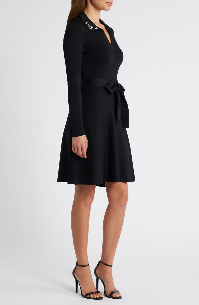 Eliza J Embellished Collar Long Sleeve Sweater Dress | Nordstromrack