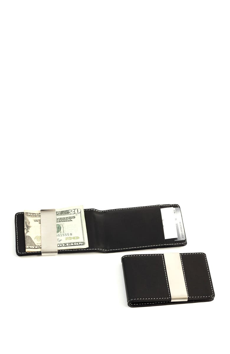 Bey-Berk Black Leather Stainless Steel Money Clip Wallet | Nordstromrack