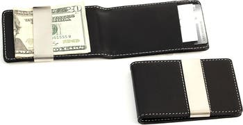 Bey-Berk Black Leather Stainless Steel Money Clip Wallet | Nordstromrack
