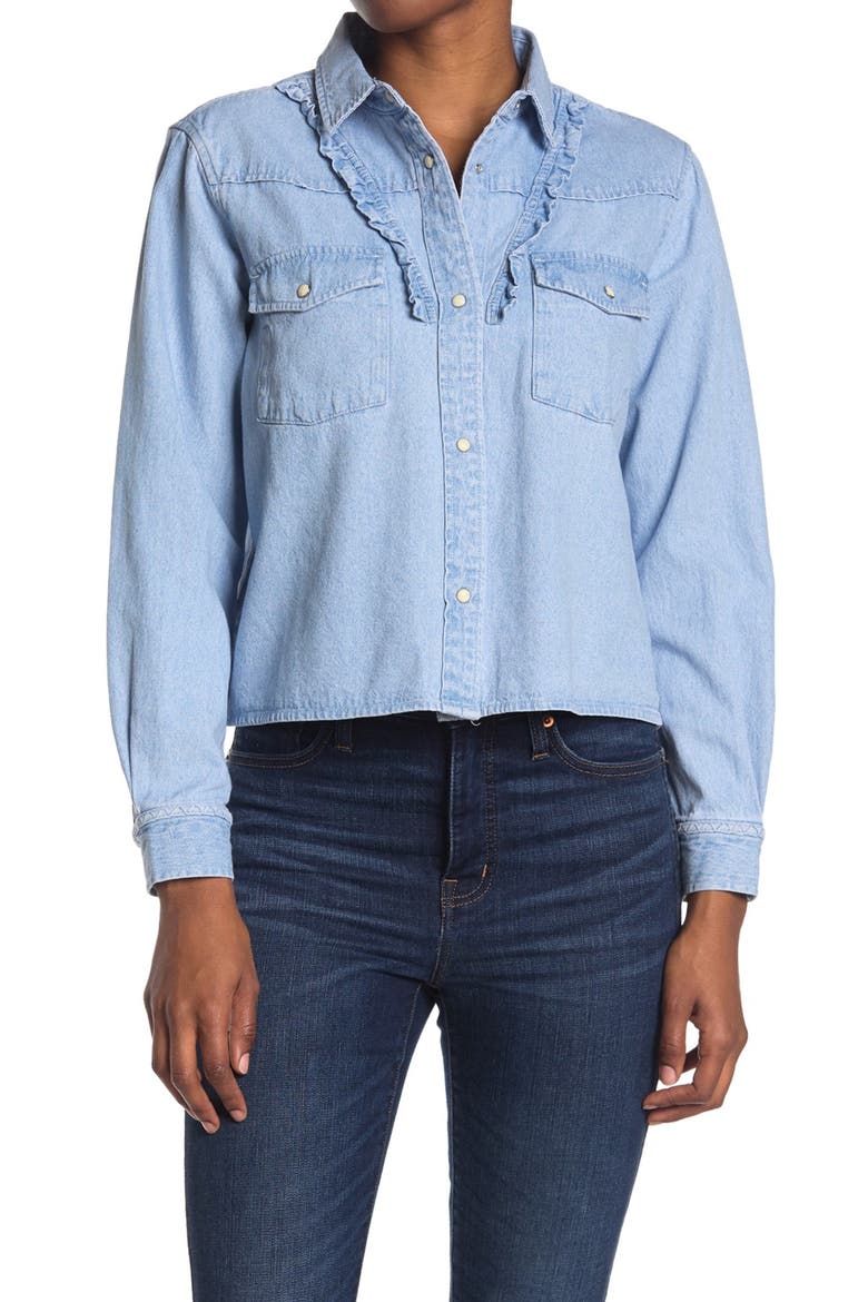 Bleached Out Clean Denim Western Shirt (Women) | Nordstromrack