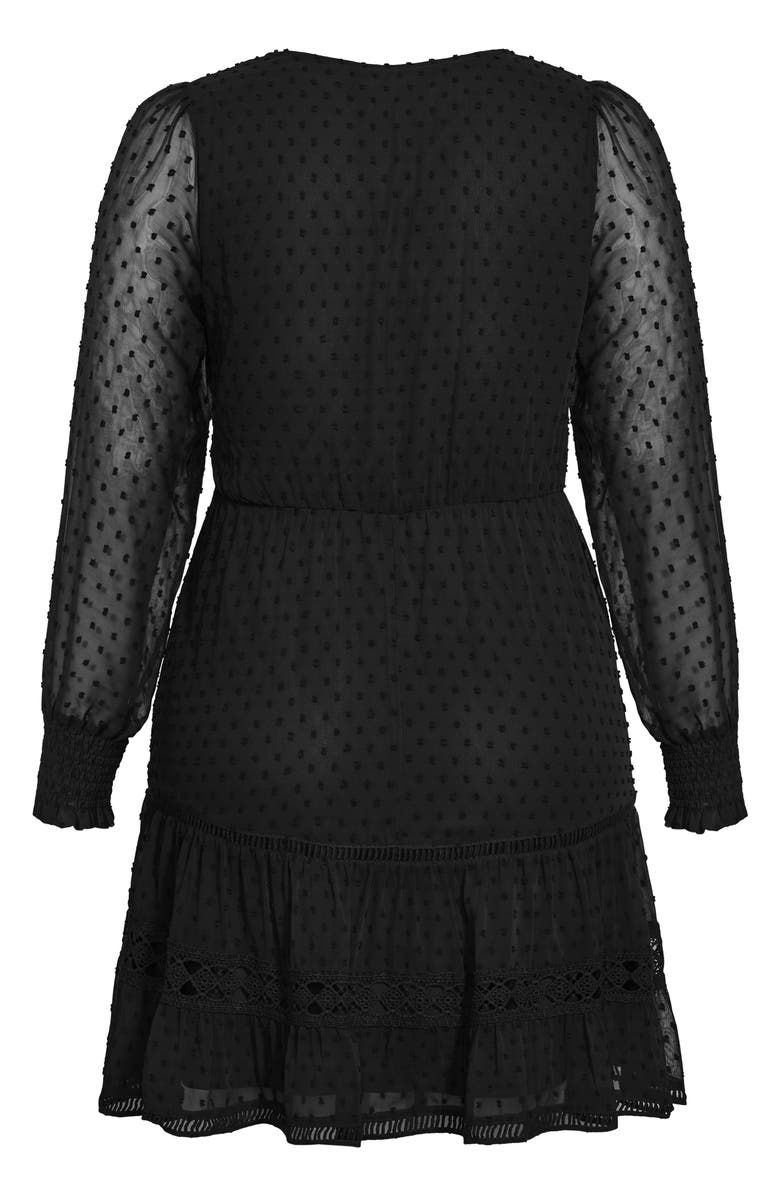 City Chic Ariana Clip Dot Long Sleeve Faux Wrap Dress | Nordstromrack