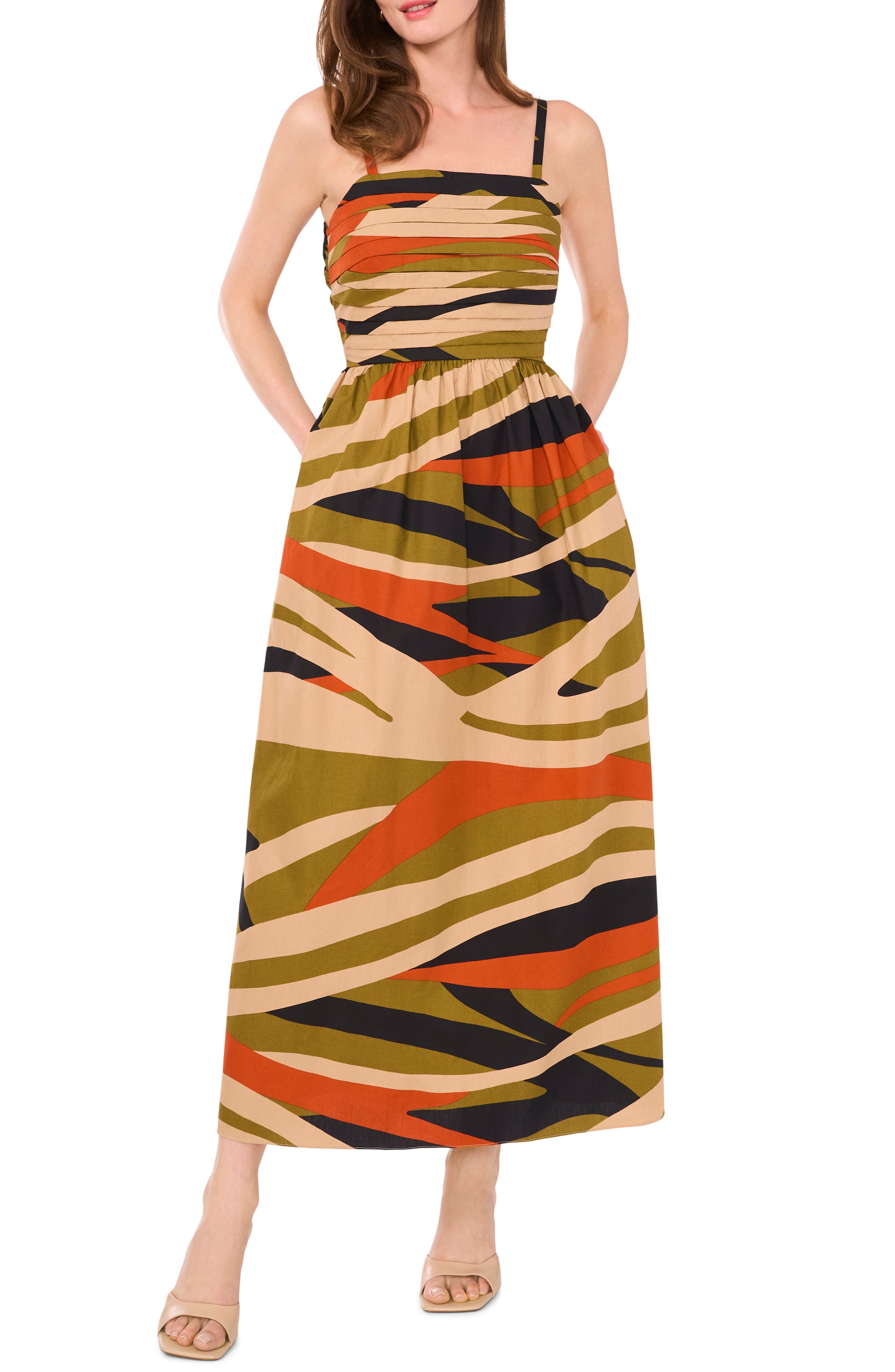 Halogen® Pleated Bodice Cutout Sundress | Nordstromrack
