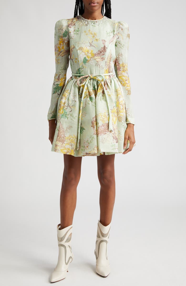 Zimmermann Matchmaker Tulip Long Sleeve Linen & Silk Minidress ...