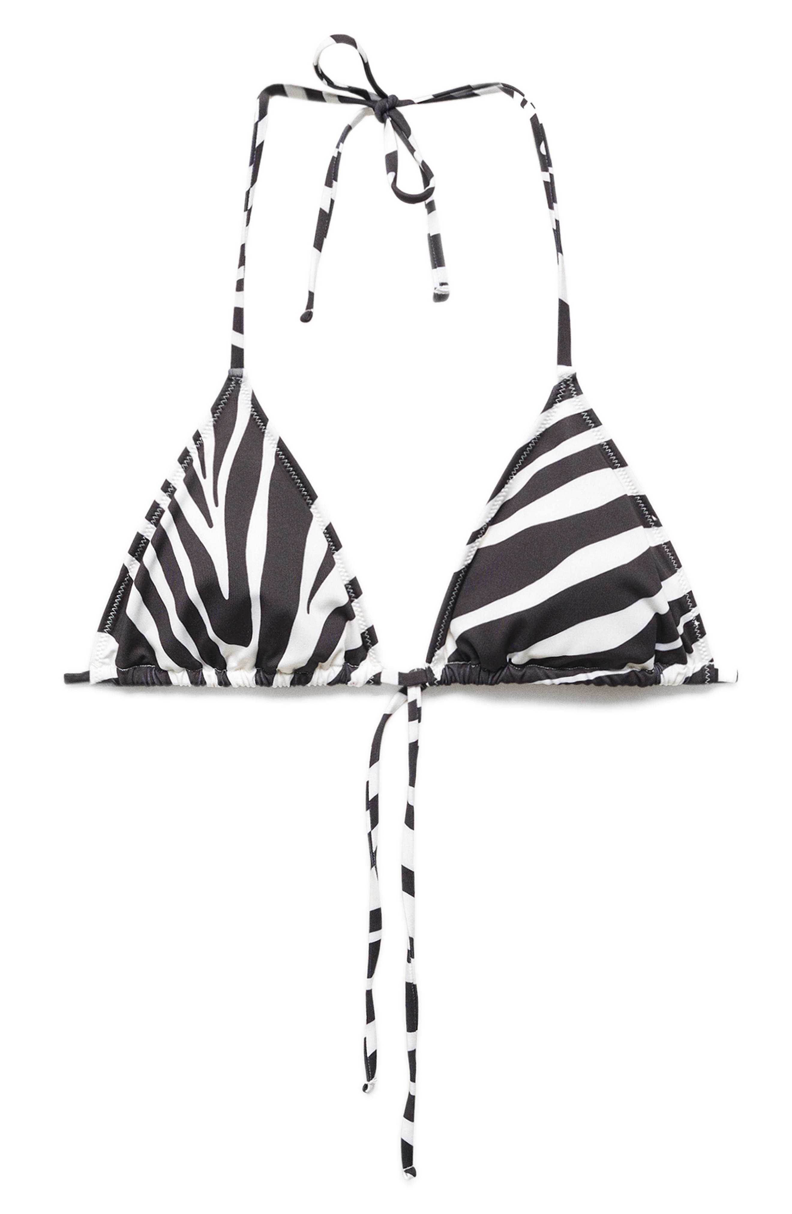 MANGO Animal Print Triangle Halter Bikini Top | Nordstrom