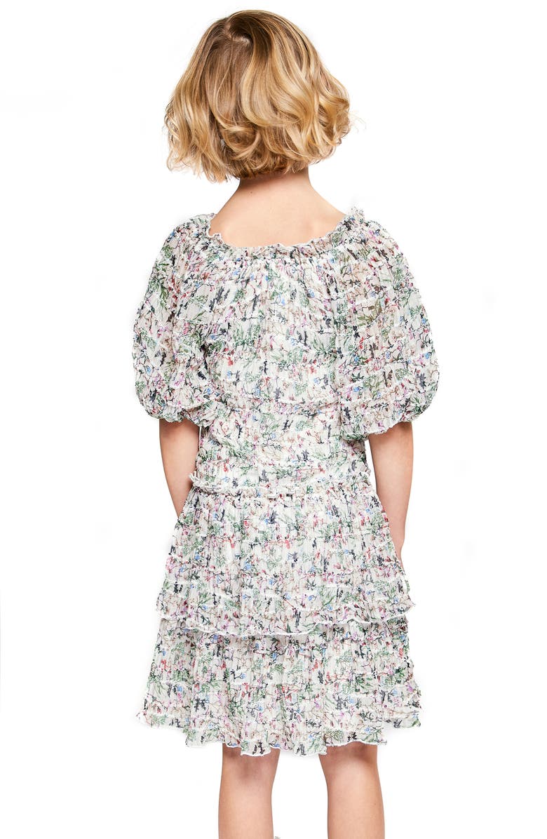 Truly Me Hannah Banana Kids' Puff Sleeve Tiered Dress | Nordstrom