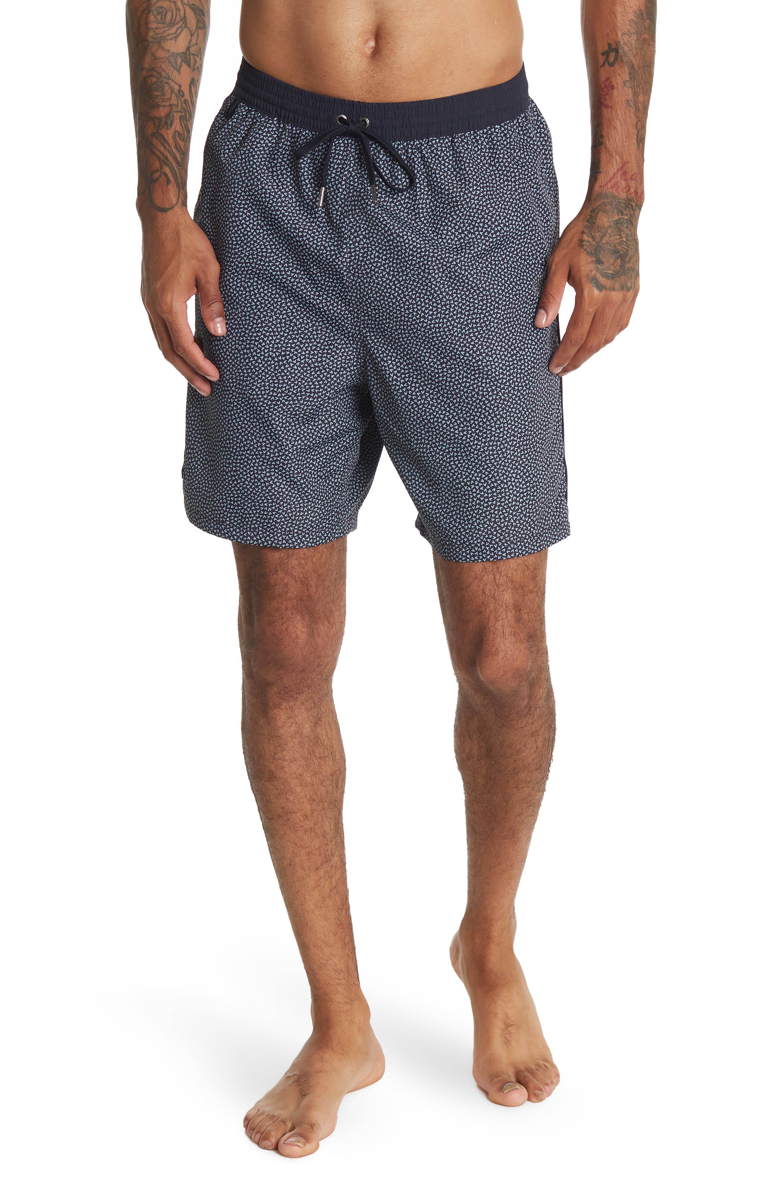 John Varvatos Lummus Logo Print Board Shorts | Nordstromrack