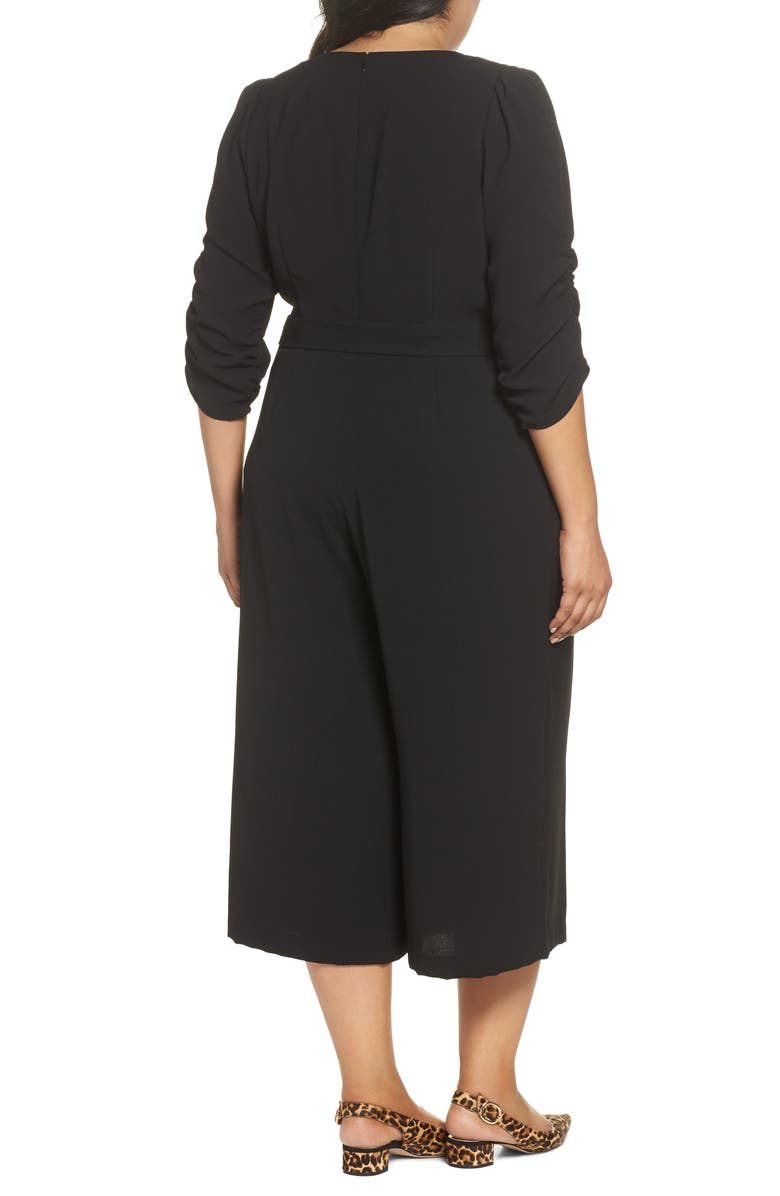 Eliza J Surplice Ruched Sleeve Wide Leg Jumpsuit | Nordstromrack