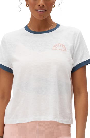 Spiritual Gangster Enjoy the Now Cotton Graphic Crop Slub Jersey Ringer Tee | Nordstromrack