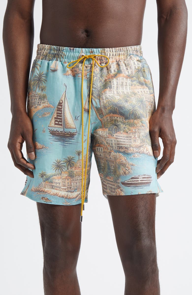 Rhude Sailing Map Linen Swim Trunks | Nordstromrack