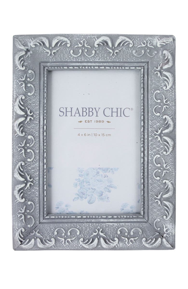 AZZURE HOME shabby chic 4" x 6" Grey and White Resin Picture Frame with ...