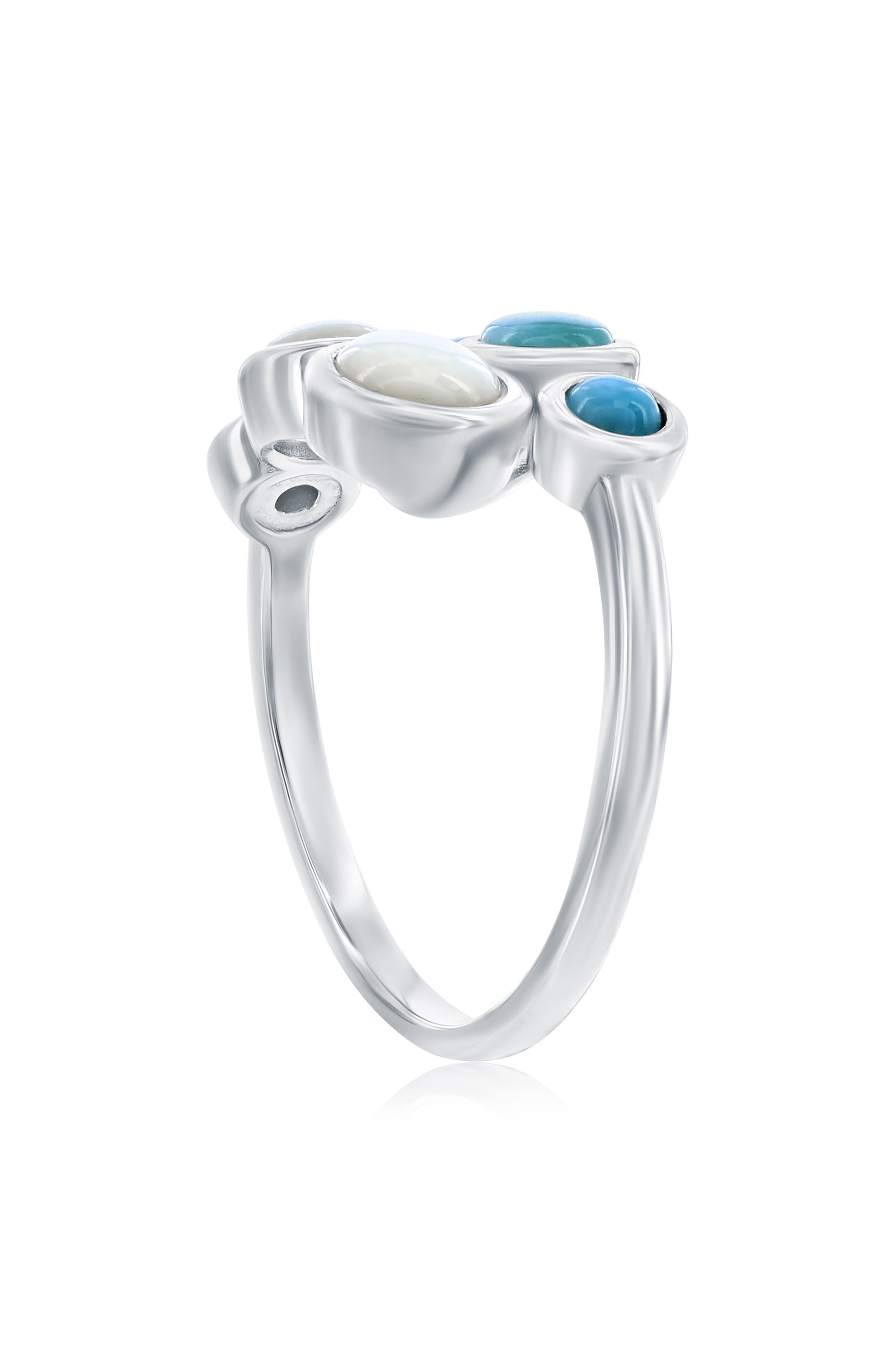 SIMONA Sterling Silver Mother-of-Pearl & Larimar Ring | Nordstromrack