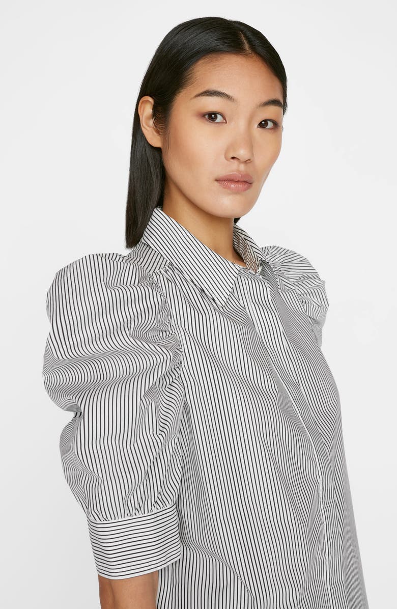 FRAME Stripe Puff Sleeve Organic Cotton Button-Up Shirt | Nordstromrack