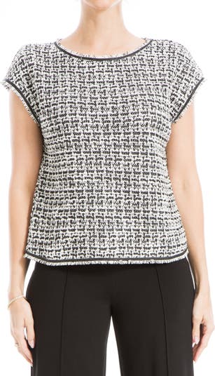 MAX STUDIO Extended Cap Sleeve Tweed Knit Top | Nordstromrack