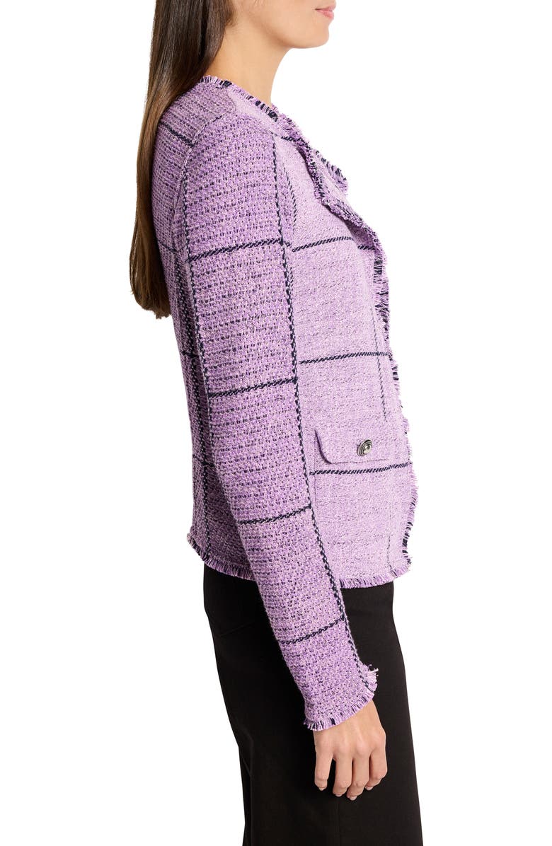 NIC+ZOE Plaid Fringe Mix Knit Jacket | Nordstromrack
