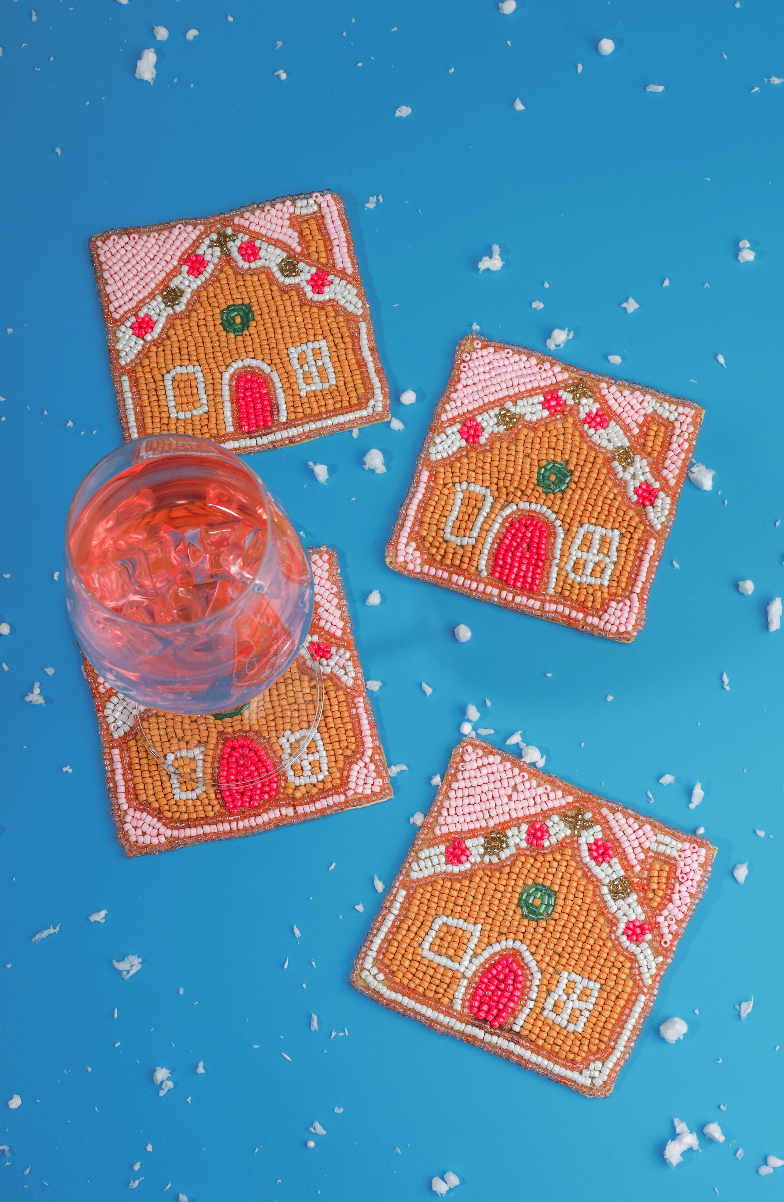 Tiramisu Festive Gingerbread House Set of 4 Beaded Coasters | Nordstromrack