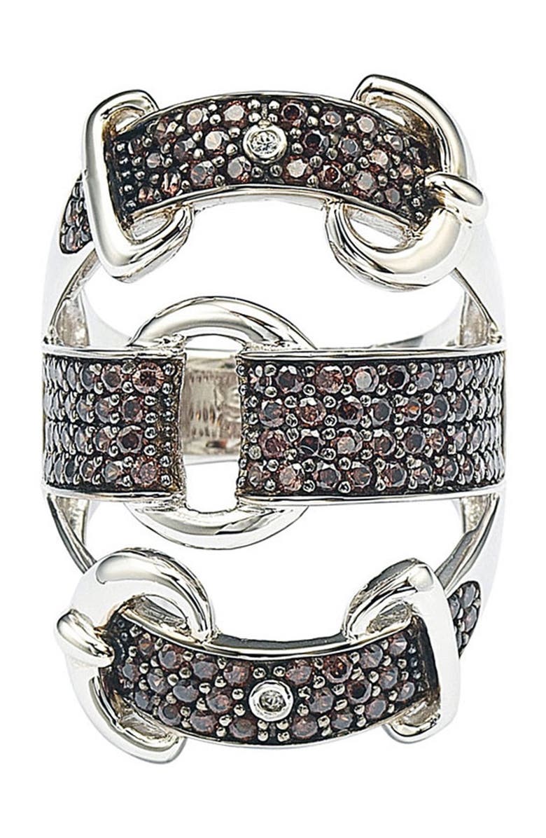 SUZY LEVIAN Sterling Silver Brown CZ Triple Buckle Ring | Nordstromrack