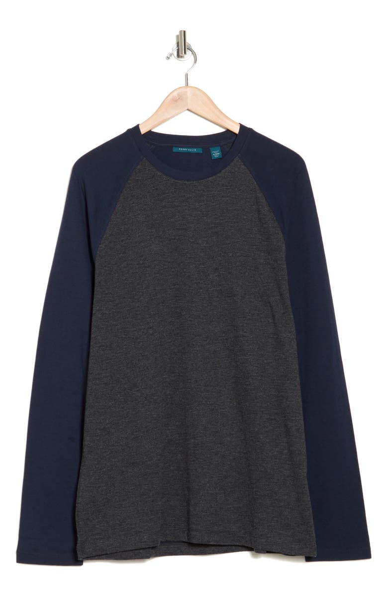 Perry Ellis Heather Colorblock Long Sleeve Baseball T-Shirt | Nordstromrack