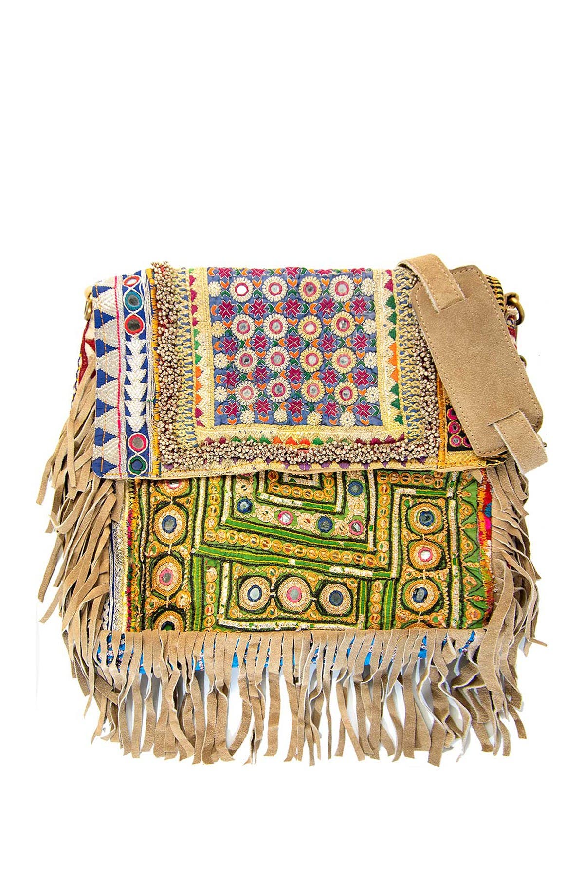 VINTAGE ADDICTION Boho Chic Suede Fringe Messenger Bag | Nordstromrack