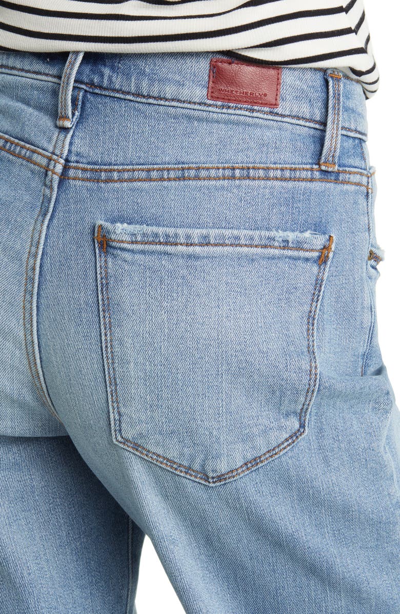 Whetherly Vincent High Waist Raw Hem Roll Cuff Wide Leg Jeans ...