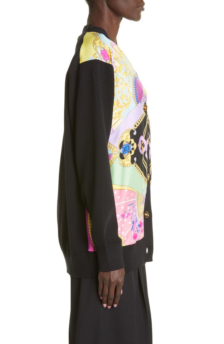 Versace Ventagli Fan Print Wool & Silk Cardigan | Nordstrom