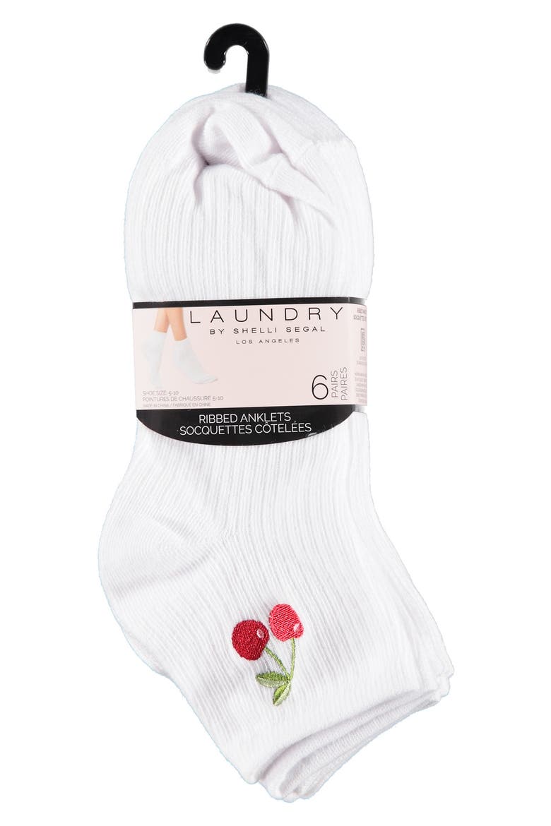 6-Pack Embroidered Rib Anklet Socks (Women) | Nordstromrack