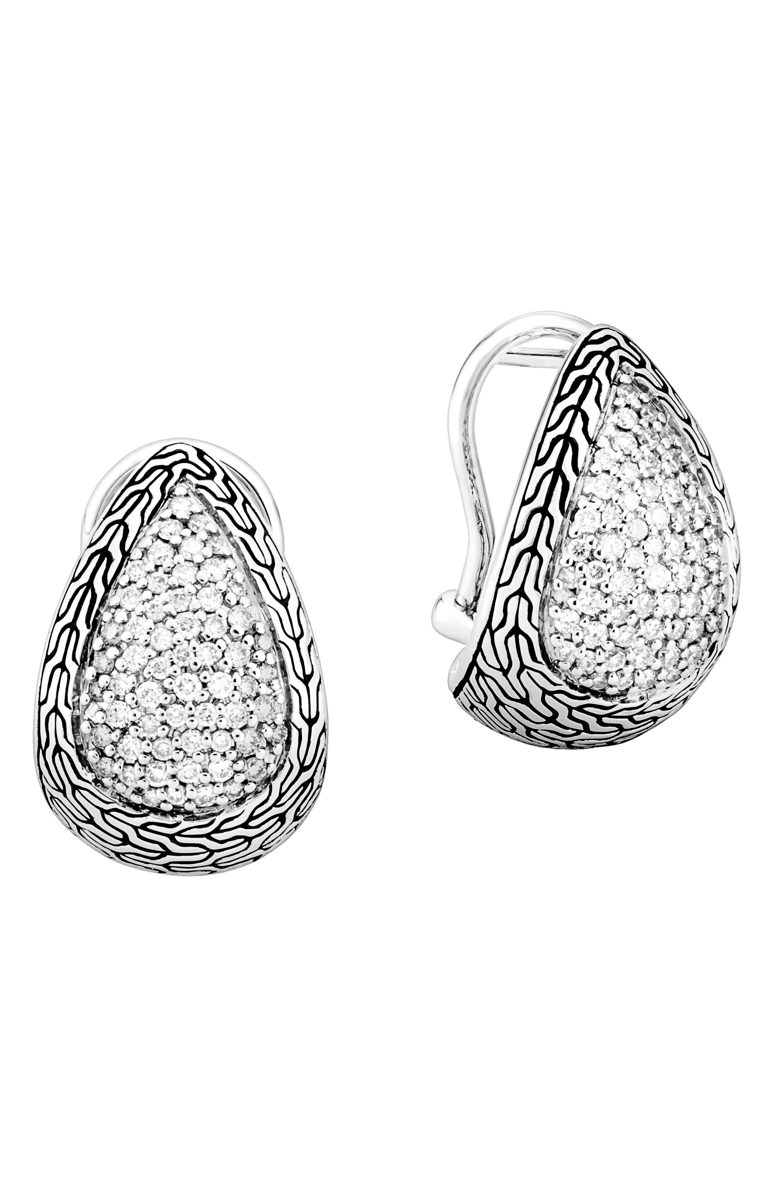 John Hardy Classic Chain Silver Diamond Pavé Buddha Belly Earrings ...