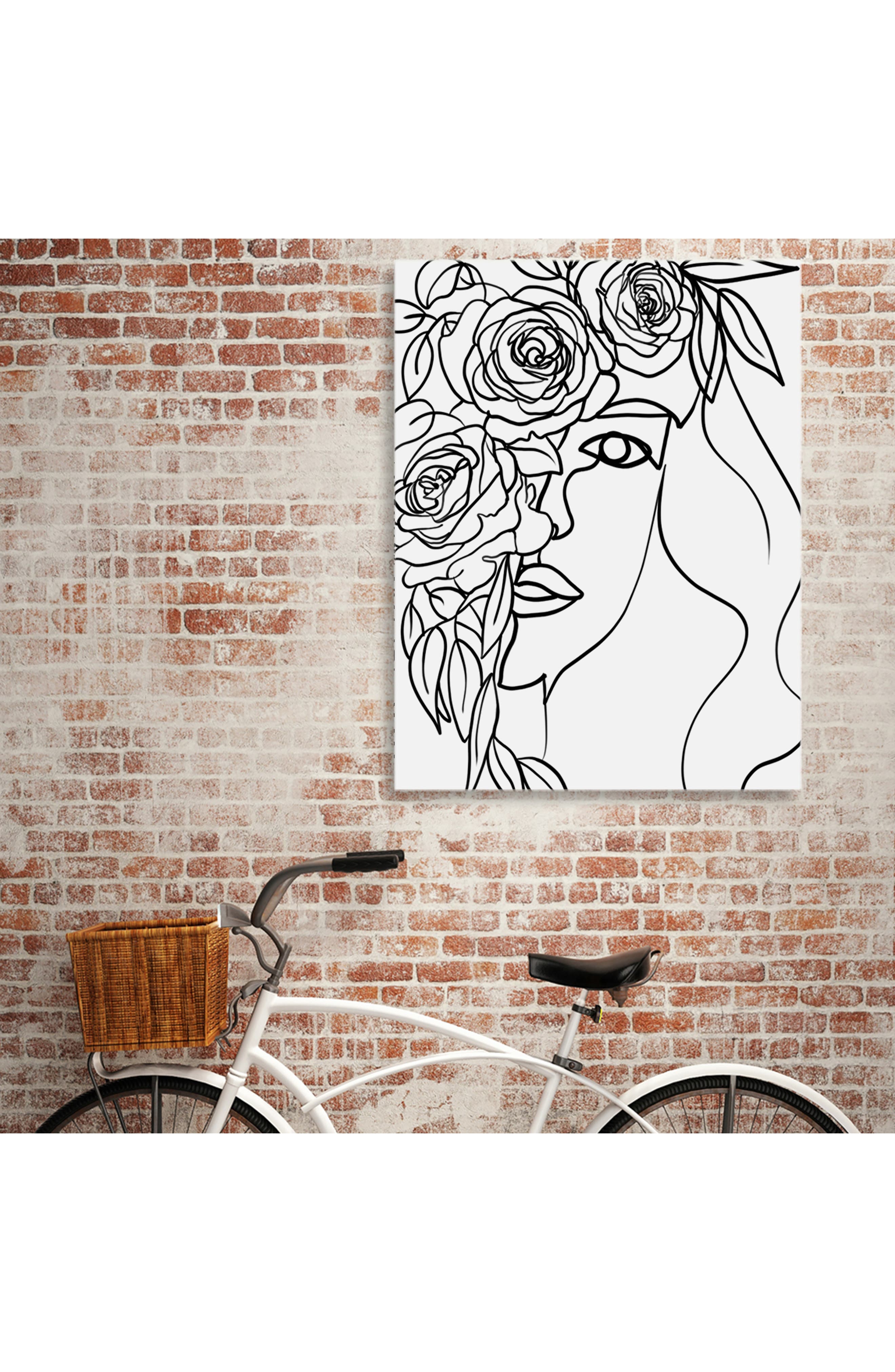 CURIOOS Minimalist Woman in Floral Bouquets Line Wall Art | Nordstromrack