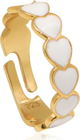 GABI RIELLE 14K Gold Plated Sterling Silver White French Enamel Heart ...