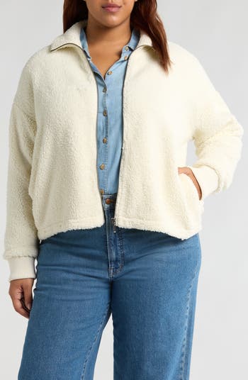 Caslon® Brushed Fleece Jacket | Nordstromrack