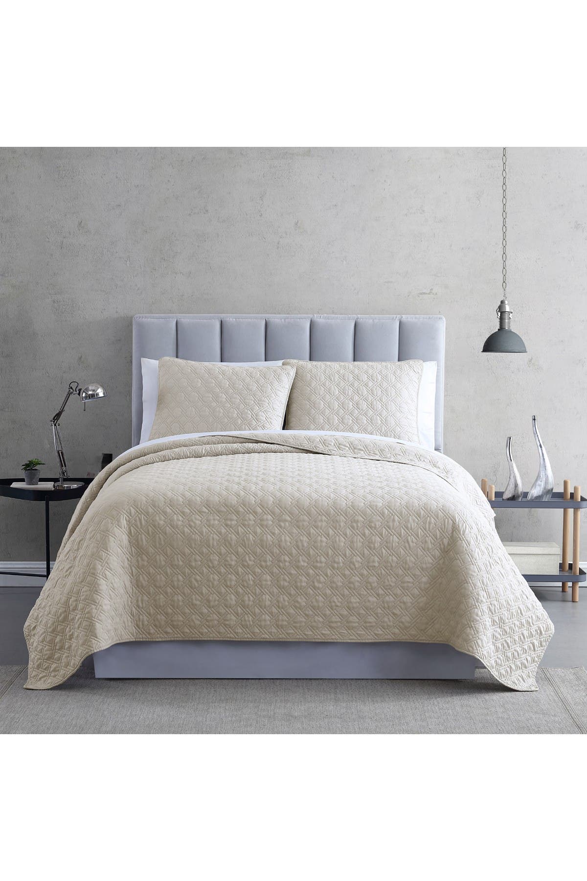 Modern Threads King Enzyme Washed Diamond Link Quilted Coverlet 3-Piece ...