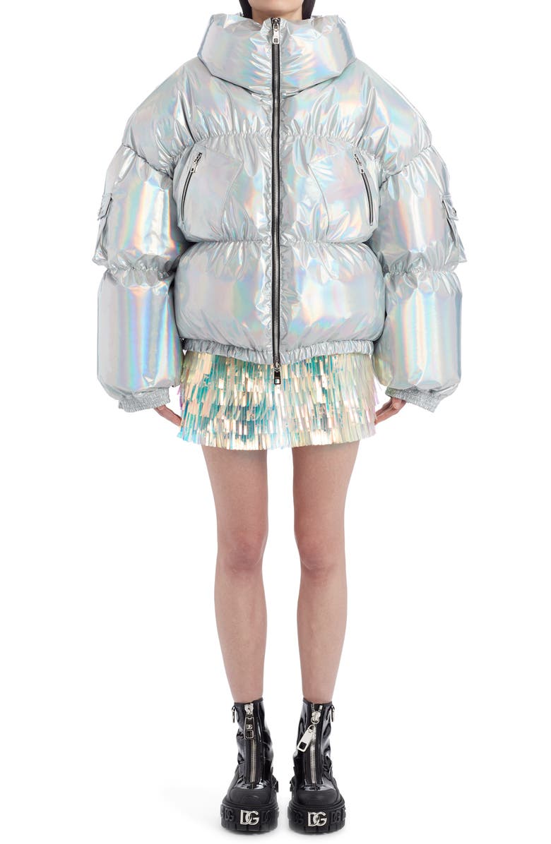 Dolce&Gabbana Iridescent Puffer Bomber Jacket | Nordstrom